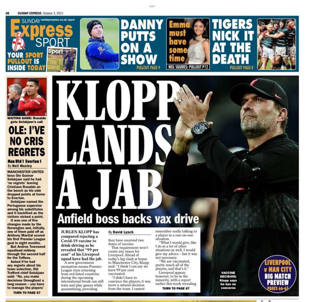 Sunday's sports pages - BBC Sport