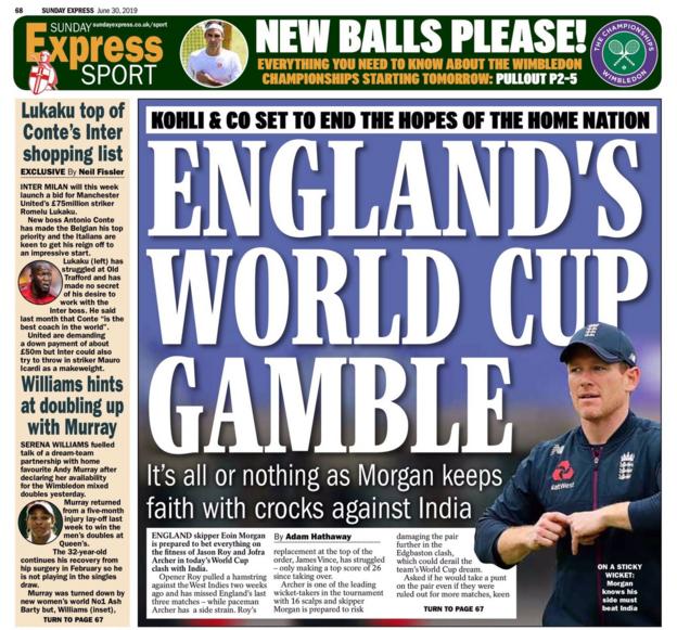 Sunday's back pages - BBC Sport