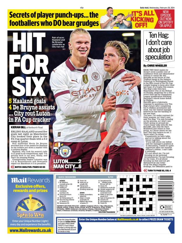 Wednesday's back pages - BBC Sport