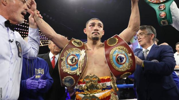 Josh Taylor v Teofimo Lopez: Scot loses WBO light-welterweight title in New York - BBC Sport
