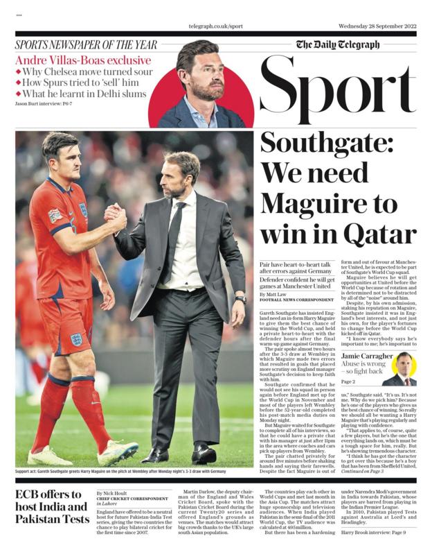 Wednesday's main sport pages - BBC Sport