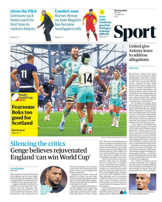 Monday's back pages - BBC Sport