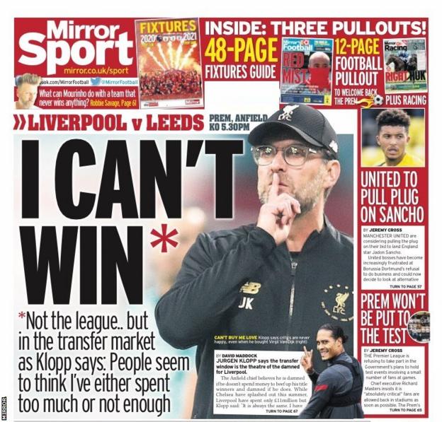 Saturday's sports pages - BBC Sport