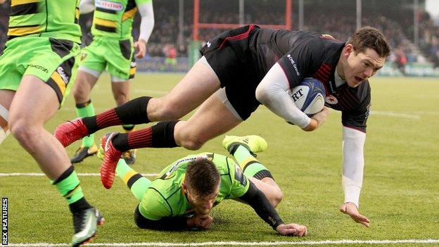 European Rugby Champions Cup: Saracens 62-14 Northampton Saints - BBC Sport
