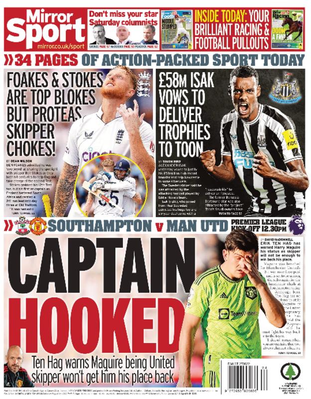 Saturday's back pages - BBC Sport