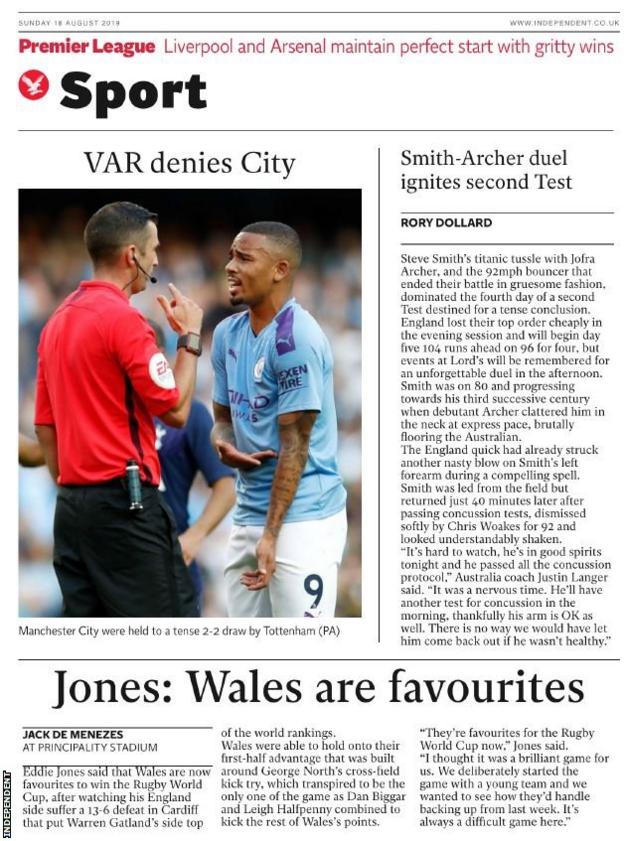 Sunday's back pages - BBC Sport