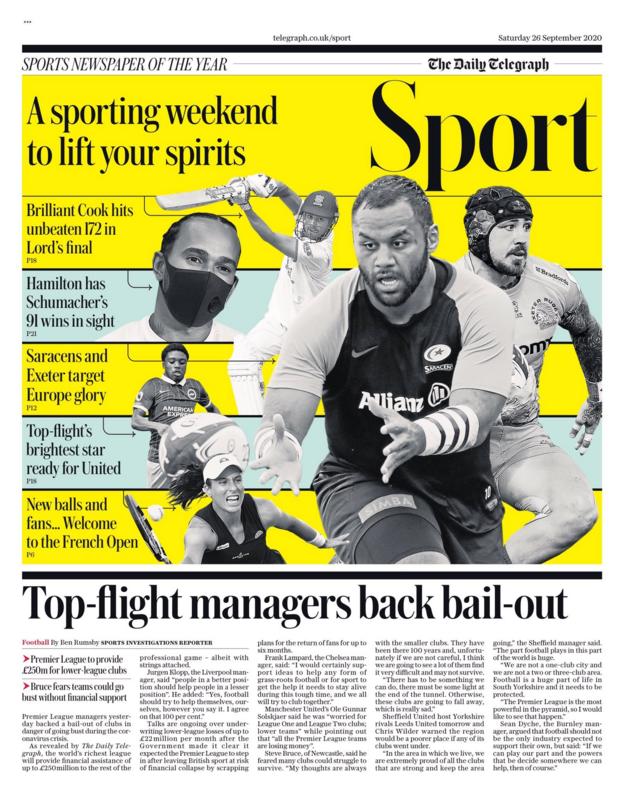 Saturday's back pages - BBC Sport