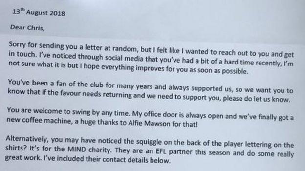 Barnsley write supportive letter to fan who spoke of depression on ...