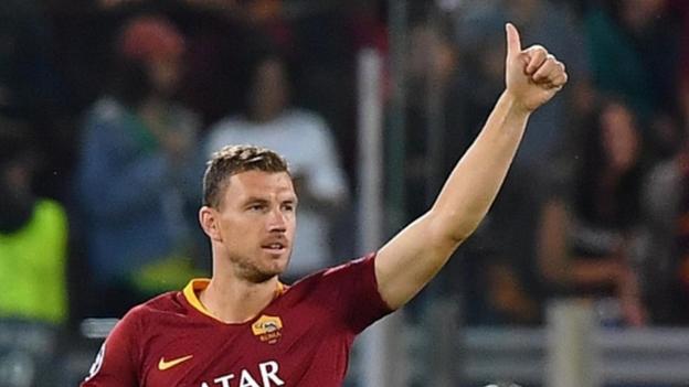 Roma 5-0 Viktoria Plzen: Edin Dzeko scores Roma's first Champions ...