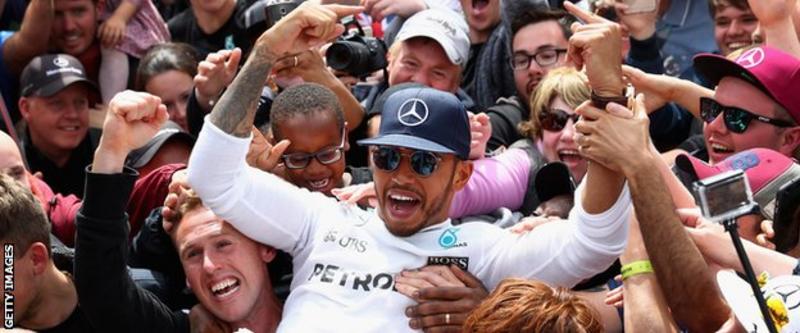 Lewis Hamilton 'blown away' by fans' 'love' after British GB win - BBC ...