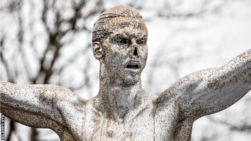 Zlatan Ibrahimovic statue has nose cut off by vandals - BBC Sport