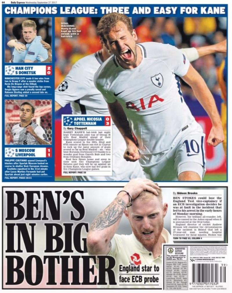 Newspaper backpages - BBC Sport