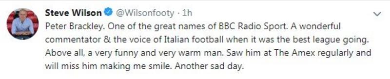 Peter Brackley: Former BBC Radio Sport broadcaster and commentator dies ...