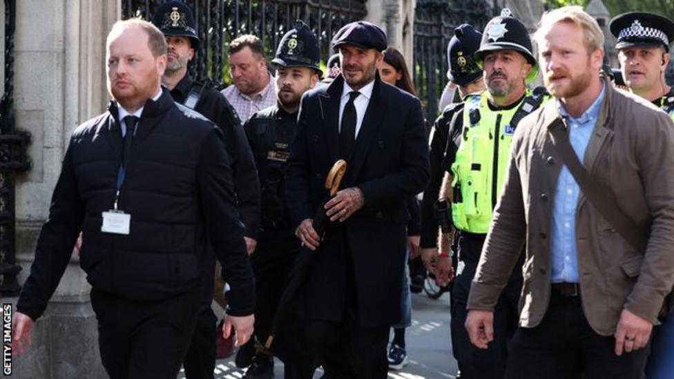 David Beckham queues for 12 hours to see Queen lying in state - BBC Sport