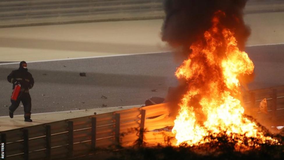 Romain Grosjean: Haas driver suffers burns after huge Bahrain GP crash ...