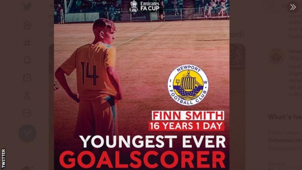 Finn Smith: Isle of Wight 16-year-old becomes FA Cup's youngest ever ...