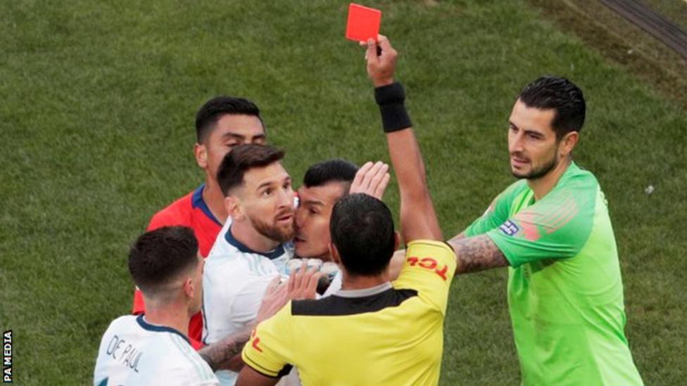 Argentina 2-1 Chile: Messi gets first red card in 14 years as Argentina ...