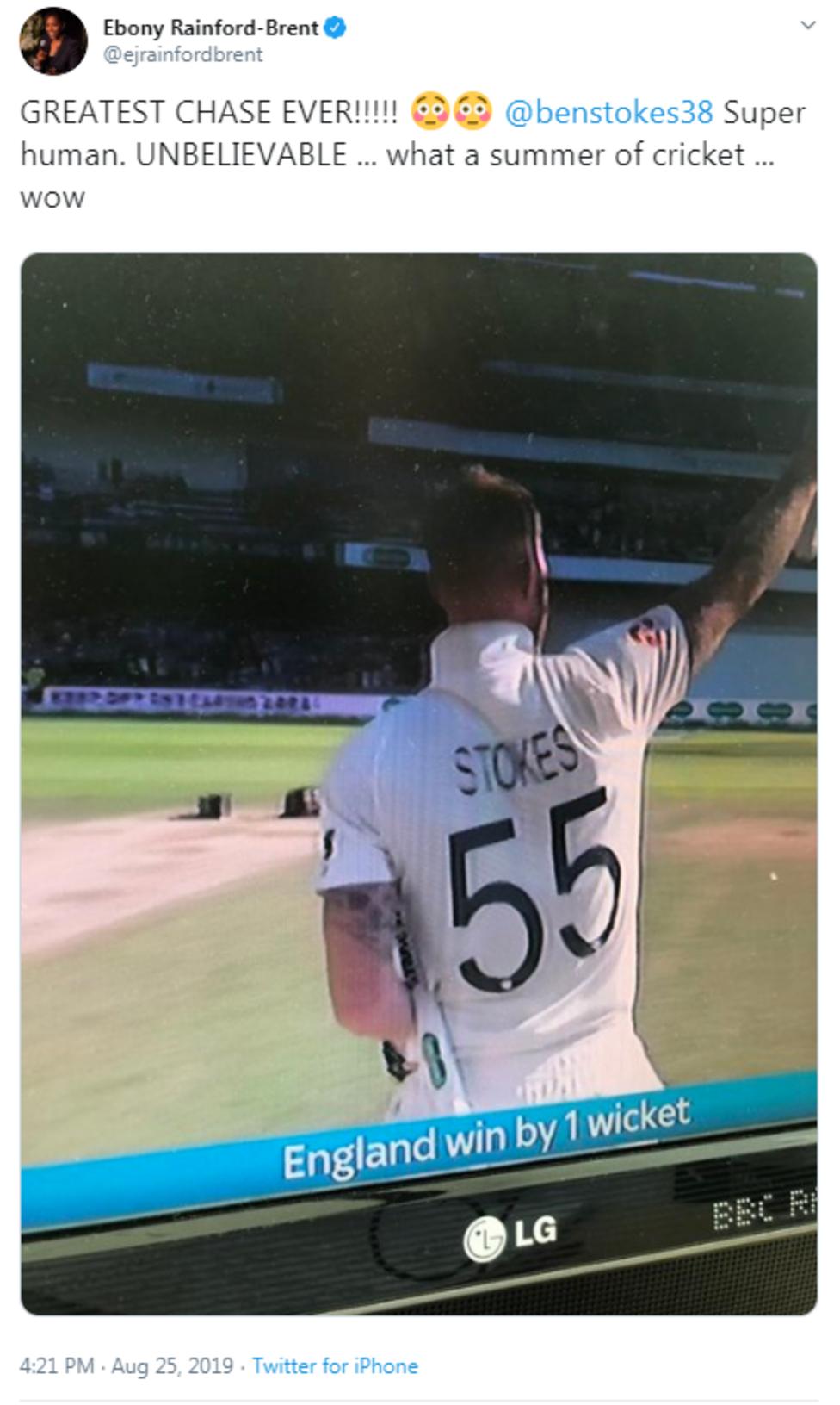 Ashes 2019: How Ben Stokes' century played out on social media - BBC Sport