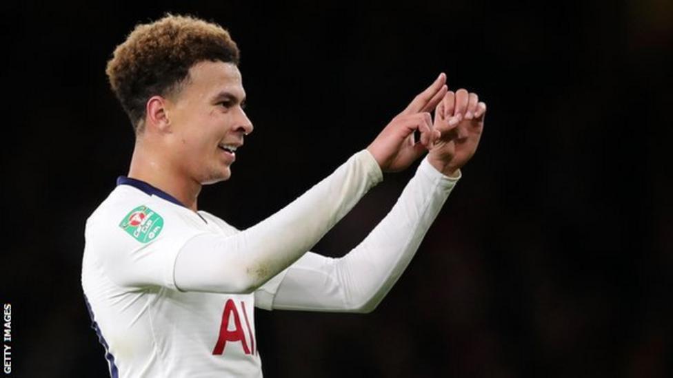 Dele Alli: Tottenham player hit on head by bottle during Carabao Cup ...