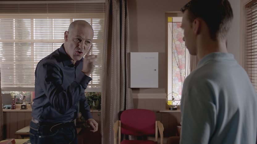 Mike is shouting at Frank.